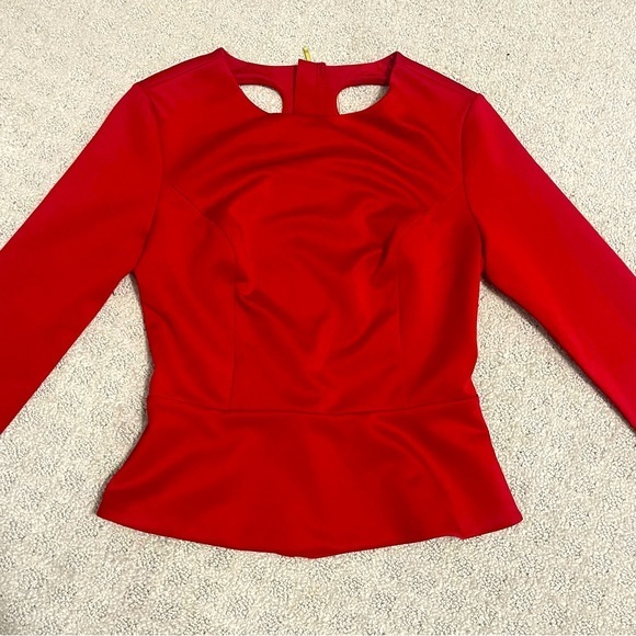 Marciano | Tops | Marciano Red Long Sleeve Peplum Open Cut Out Back ...
